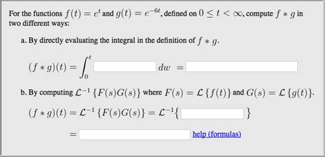 solved for the functions f t et and g t e 6t defined