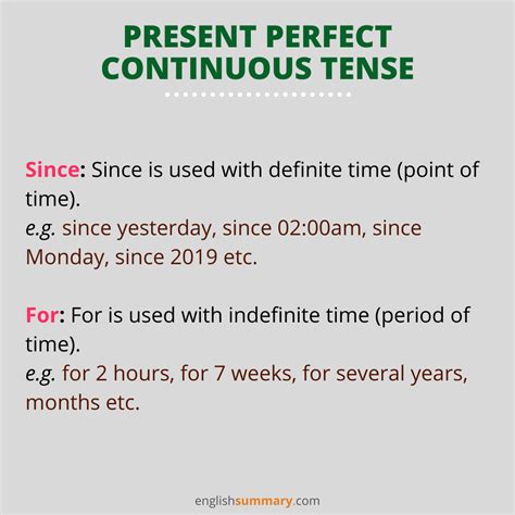 Present Perfect Continuous Tense Since For Free Printable