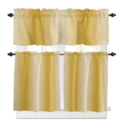 Yellow Ombre Kitchen Curtains And Valances Set 3 Piece Kitchen