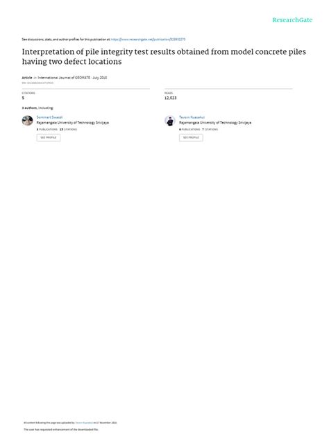 Interpretation Of Pile Integrity Test Results Obta Download Free Pdf