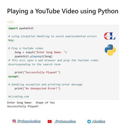 Playing A Youtube Video Using Python Code Gry Nrpu Python Coding