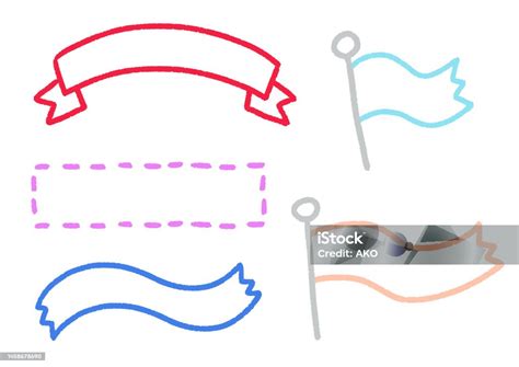 손으로 그린 깃발 리본 및 프레임 세트 프레임 손으로 그린 프레임 리본 플래그 필기 0명에 대한 스톡 벡터 아트 및 기타 이미지 0명 귀여운 그리기 Istock