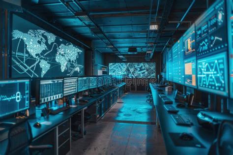 A Control Center Monitors Real Time Logistics Data On Large Screens Emphasizing Delivery Routes