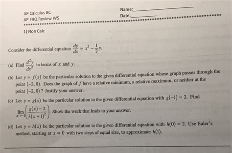 Solved AP Calculus BC AP FRQ Review WS Name Date 1 Non Chegg Com