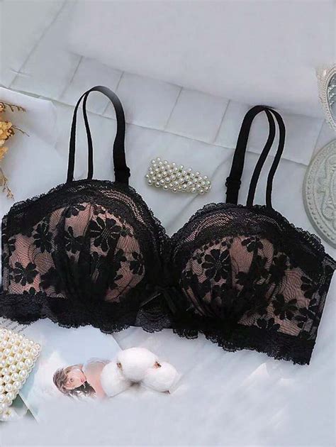 Push Up Lace Bra Non Wired Anti Side Boob Thick Padding Strapless