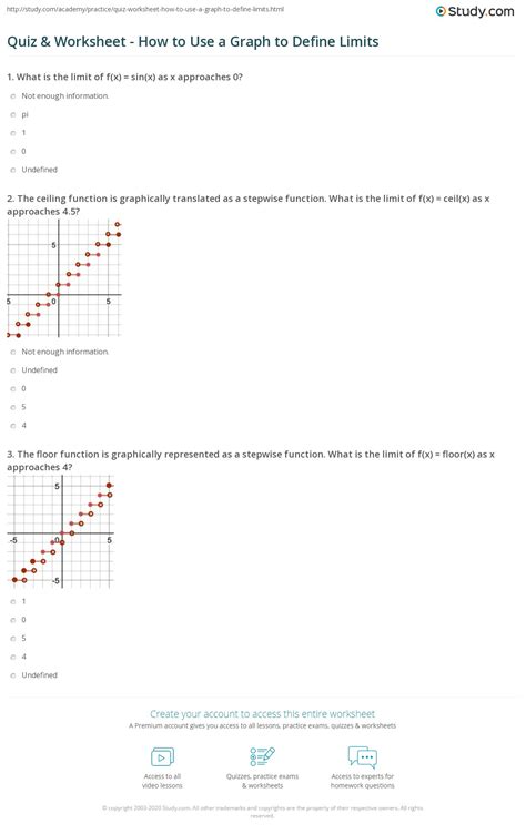 Quiz Worksheet How To Use A Graph To Define Limits Study