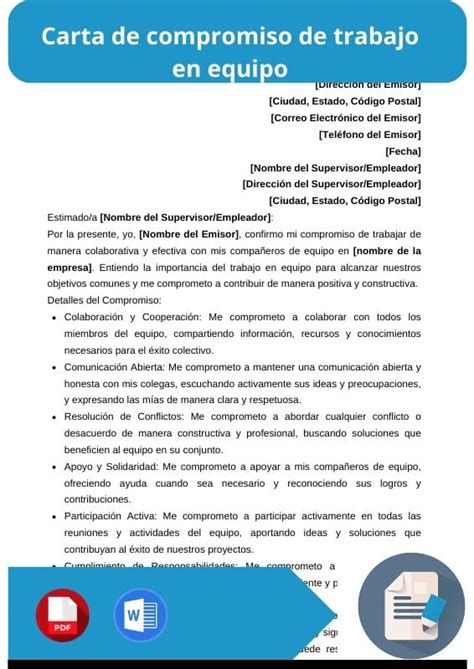 Carta De Compromiso Laboral 【 Word Pdf