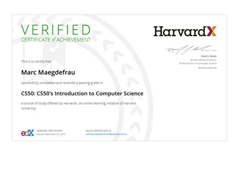5f4e6bffd8ee7a68fe6a600a Harvardx Certificate Cs50 Pdf