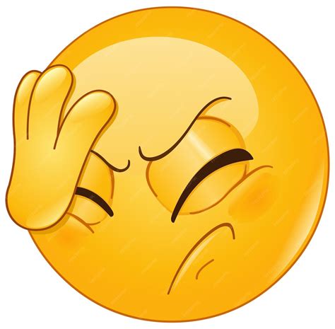 Emoji Emoticon Placing Hand On Head Face Palm Gesture Premium Vector