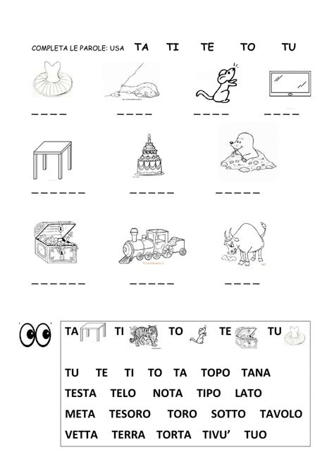 Parole Con Ta Te Ti To Tu Worksheet Artofit