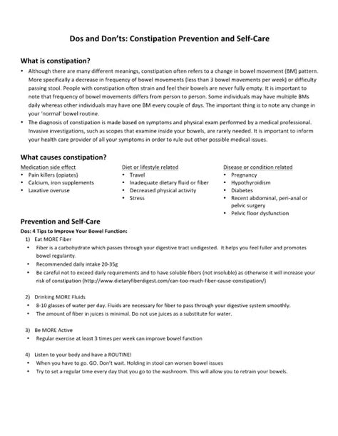 Dos And Donts Constipation Prevention And Self ‐care Docslib