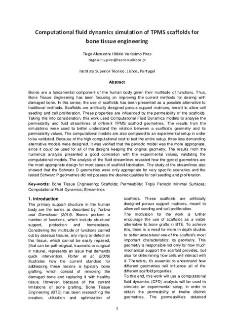 Pdf Computational Fluid Dynamics Simulation Of Tpms Scaffolds For