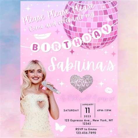 Sabrina Carpenter Birthday Invitation Sabrina Birthday Party Invite