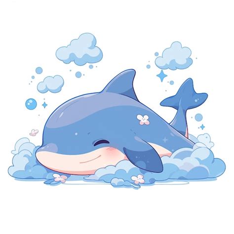 Premium Photo Cartoon Dolphin In The Water With Bubbles And Bubbles Generative Ai