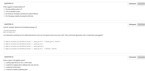 Solved QUESTION Points Save Answer What Is Ggplot Chegg