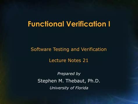 Ppt Functional Verification I Powerpoint Presentation Free Download