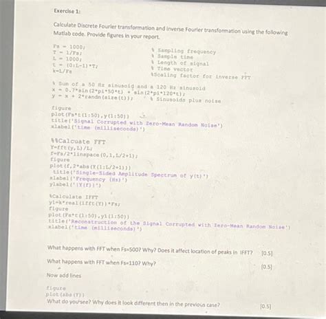 Exercise 1 Calculate Discrete Fourier Transformation Chegg Com