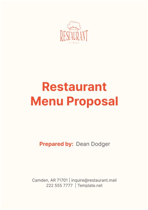 Free Restaurant Menu Proposal Template Edit Online And Download