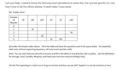 Solved Can You Help I Need To Know The Formulas And Chegg