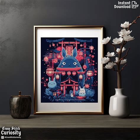 Japanese Cross Stitch Pattern Pdf Haunted Forest Yokai Manga Anime Cross Stitch Chart Easy