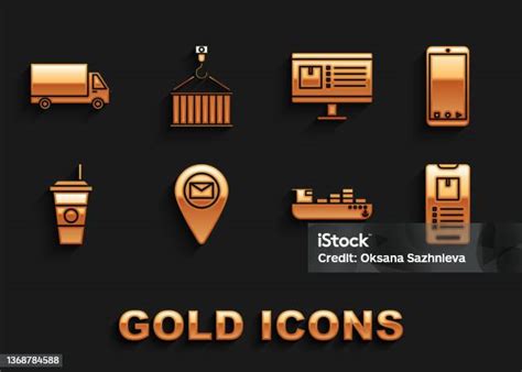 지도 용지에 자리 표시자 설정 앱 배달 추적휴대전화 화물선 상자 서비스 커피컵 컴퓨터 모니터 배달화물 트럭 차량 및 컨테이너