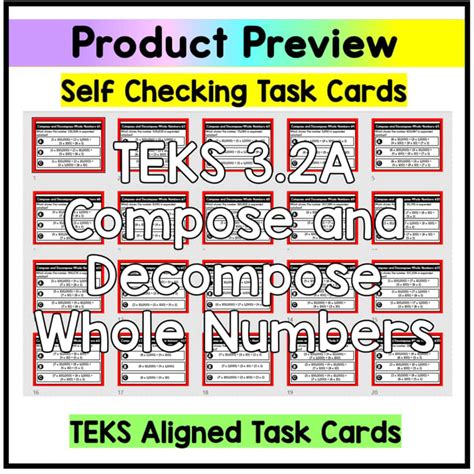 Teks 32a Compose And Decompose Whole Numbers Task Cards By All Star