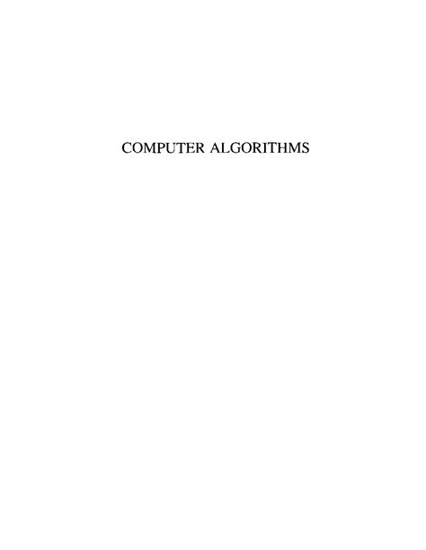 solution horowitz and sahani fundamentals of computer algorithms 2nd