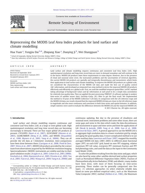 pdf reprocessing the modis leaf area index products for land surface