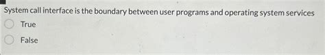 Solved System Call Interface Is The Boundary Between User