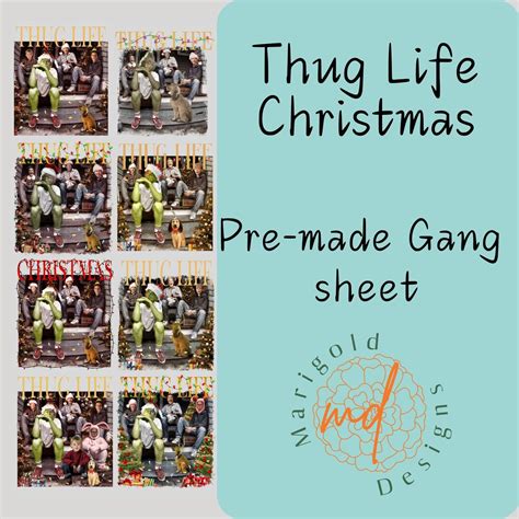 Thug Life Christmas Gang Sheetgang Sheetchristmas Gangsheet Dtf