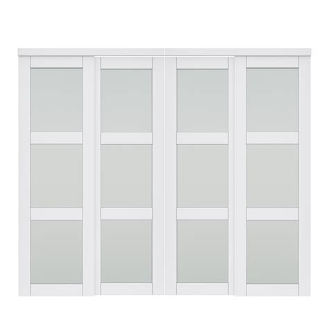 Jujubon 96 In X 96 In White 3 Panel Frosted Glass Smooth Solid Core