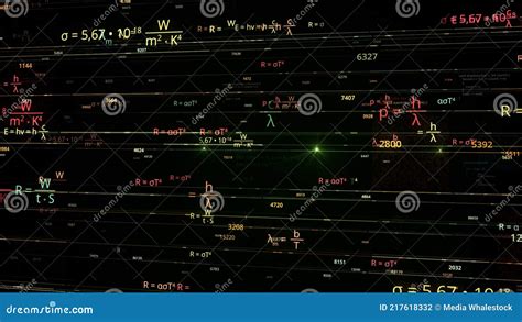 Floating Mathematical Formulas Becoming A Giant Glowing Shape On Black