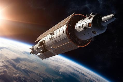 Una nave espacial que se lanza a la vasta extensión del espacio con instrumentos científicos