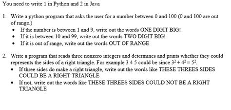 Solved You Need To Write In Python And In Java Write Chegg Com