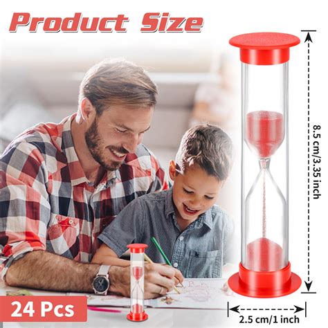24 Pcs 5 Minute Sand Timer Plastic Sand Timer Mini