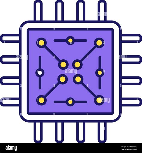 processor with electronic circuits color icon microprocessor with