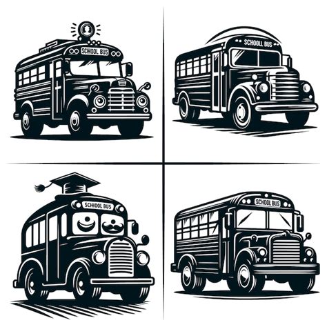 Funny School Bus Silhouette Vector Fileback To Schoolschool Bus Driver