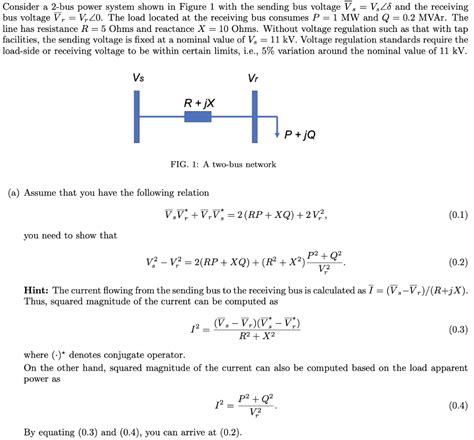 Consider A 2 Bus Power System Shown In Figure 1 With Chegg Com