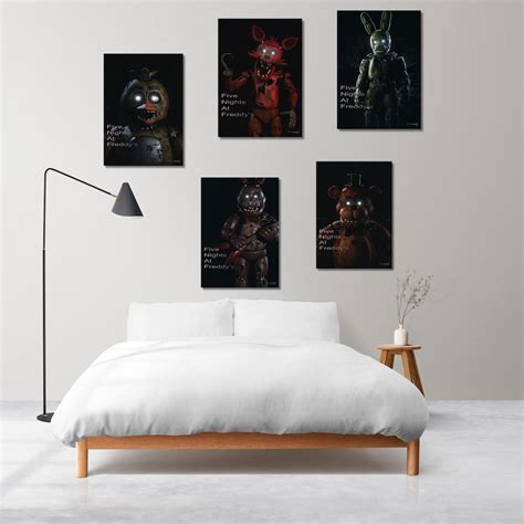 Five Nights At Freddys Poster Set 5 Printable Wall Decor Posters