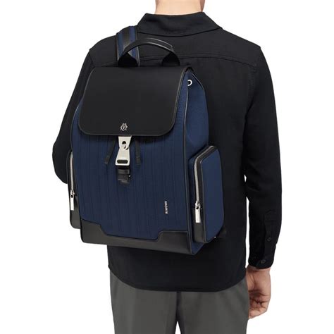 Never Still Canvas Flap Backpack Large In Navy And Black Workout