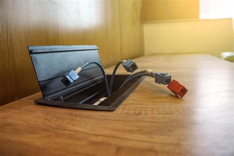 Premium Photo Female Lan Connectors On The Wooden Table Lan Cables On The Table