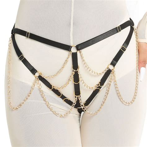 White Ladies Crotchless Panties Strapy Black Body Harness Lingerie Sex