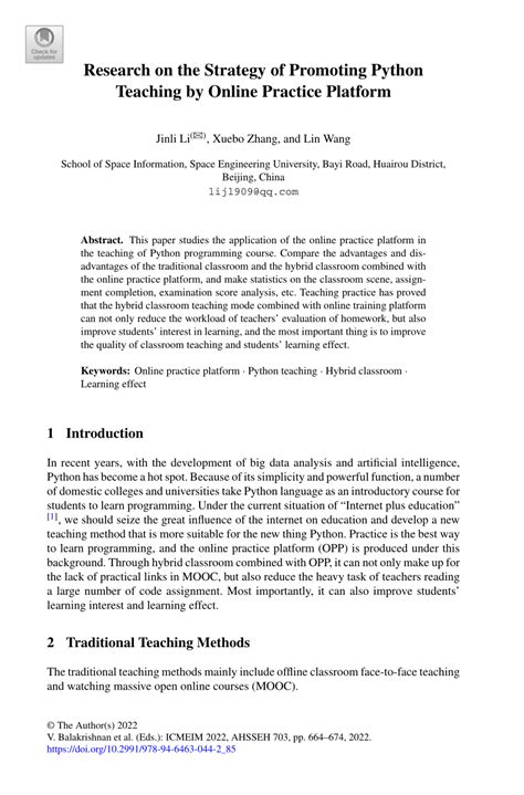 PDF Research On The Strategy Of Promoting Python Teaching By Online Practice Platform