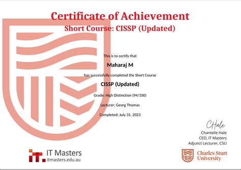 Cissp Certificate Of Achievement Maharajs Weblog