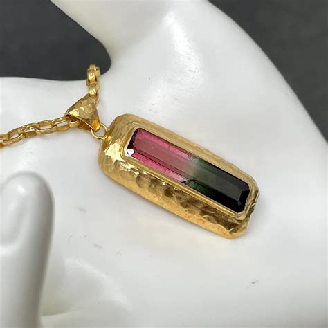 Steven Battelle 75 Carats Watermelon Tourmaline 18k Gold Pendant For Sale At 1stdibs