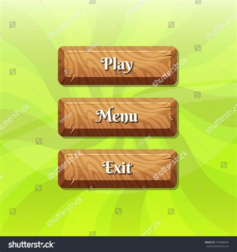 Vector Cartoon Style Wooden Buttons Text Stock Vector Royalty Free