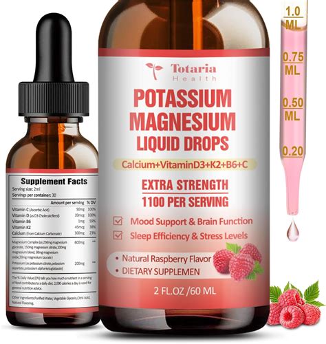 Potassium Magnesium Supplement Liquid Drops High Absorption Potassium Supplement