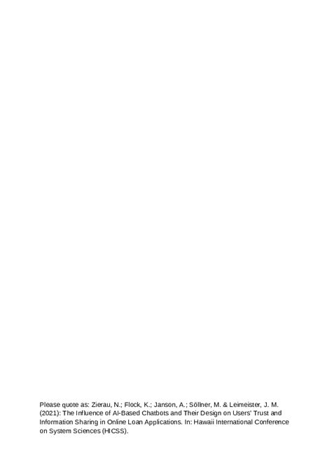 Pdf The Influence Of Ai Based Chatbots And Their Design On Users Trust And Information