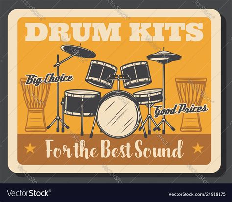 Drums Percussion Instruments Rock Music Royalty Free Vector