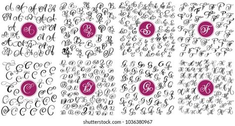 Set Hand Drawn Vector Calligraphy Letters Stock Vector Royalty Free Shutterstock
